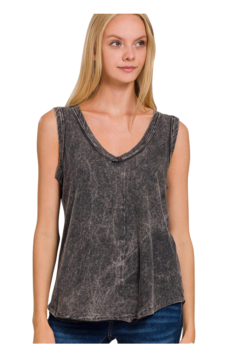 Graphite Crinkle Tank – VGB Boutique